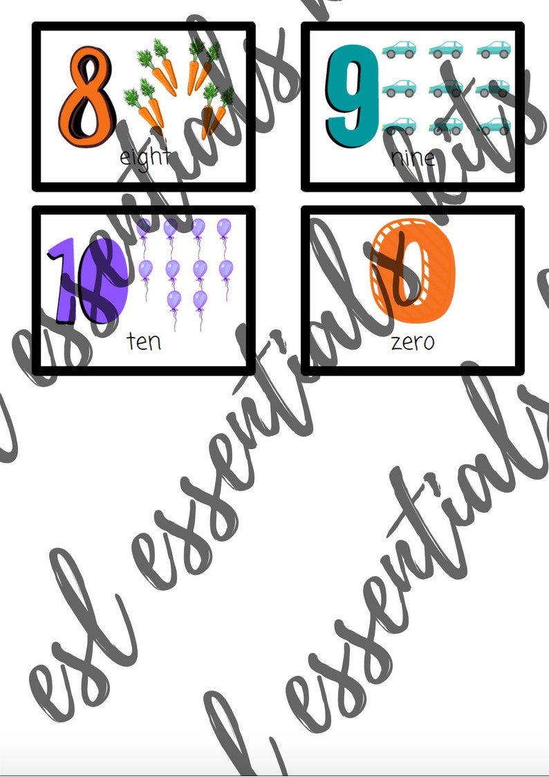Numbers Flashcards 0 to 10 Digital Download Printable, English/esl ...