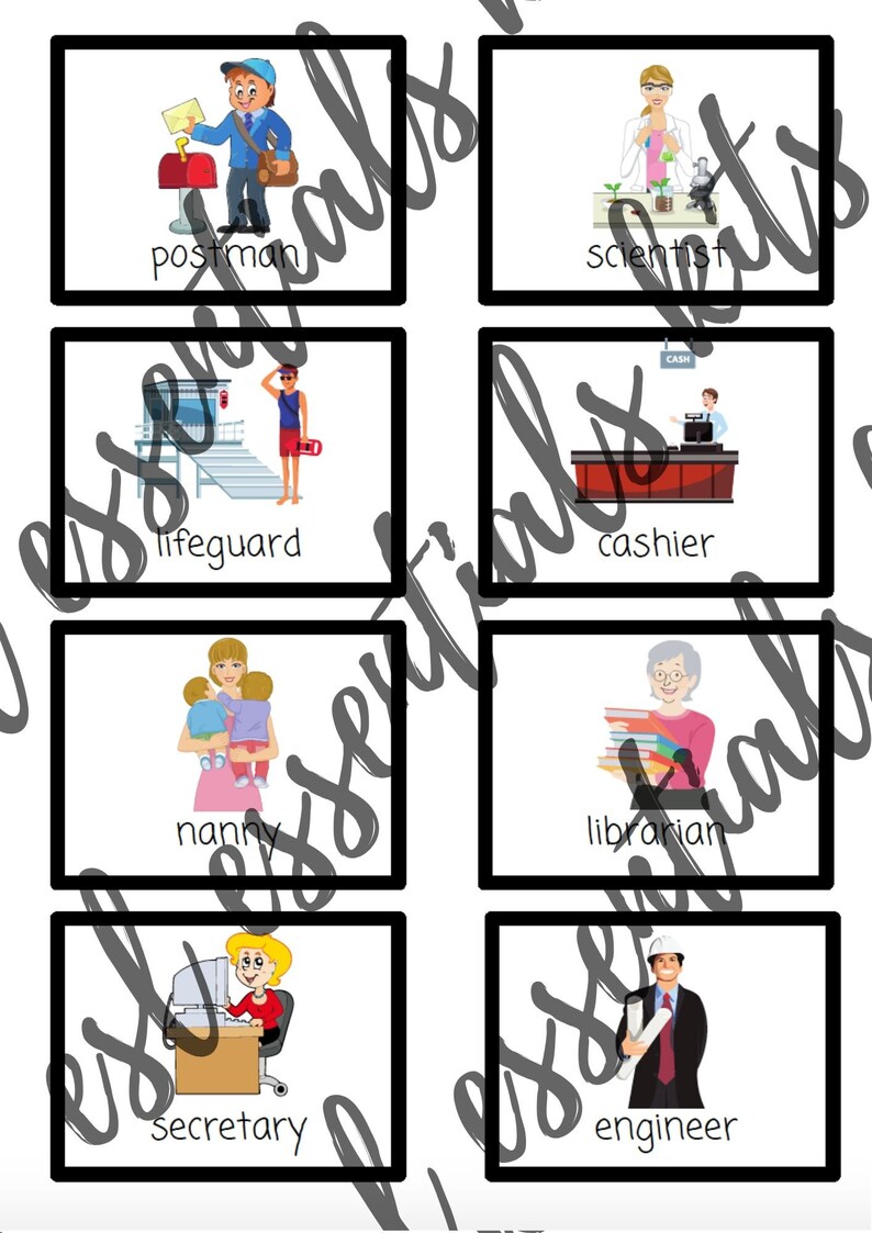 30 Jobs/occupations Flashcards, Digital Download Printable, English/esl ...