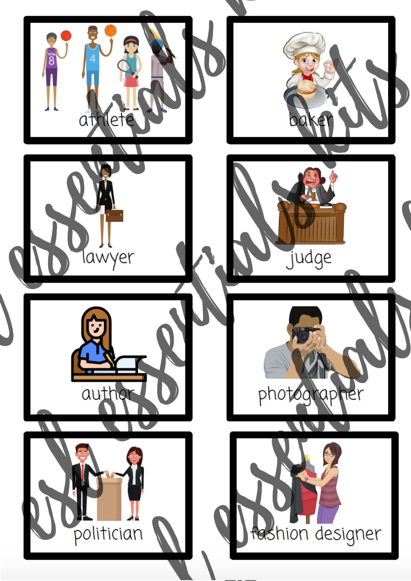 30 Jobs/occupations Flashcards, Digital Download Printable, English/esl ...