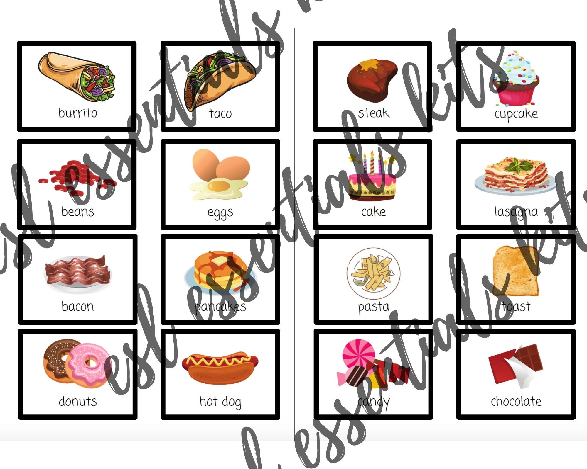 90 Food Flashcards Digital Download Printable English/esl - Etsy