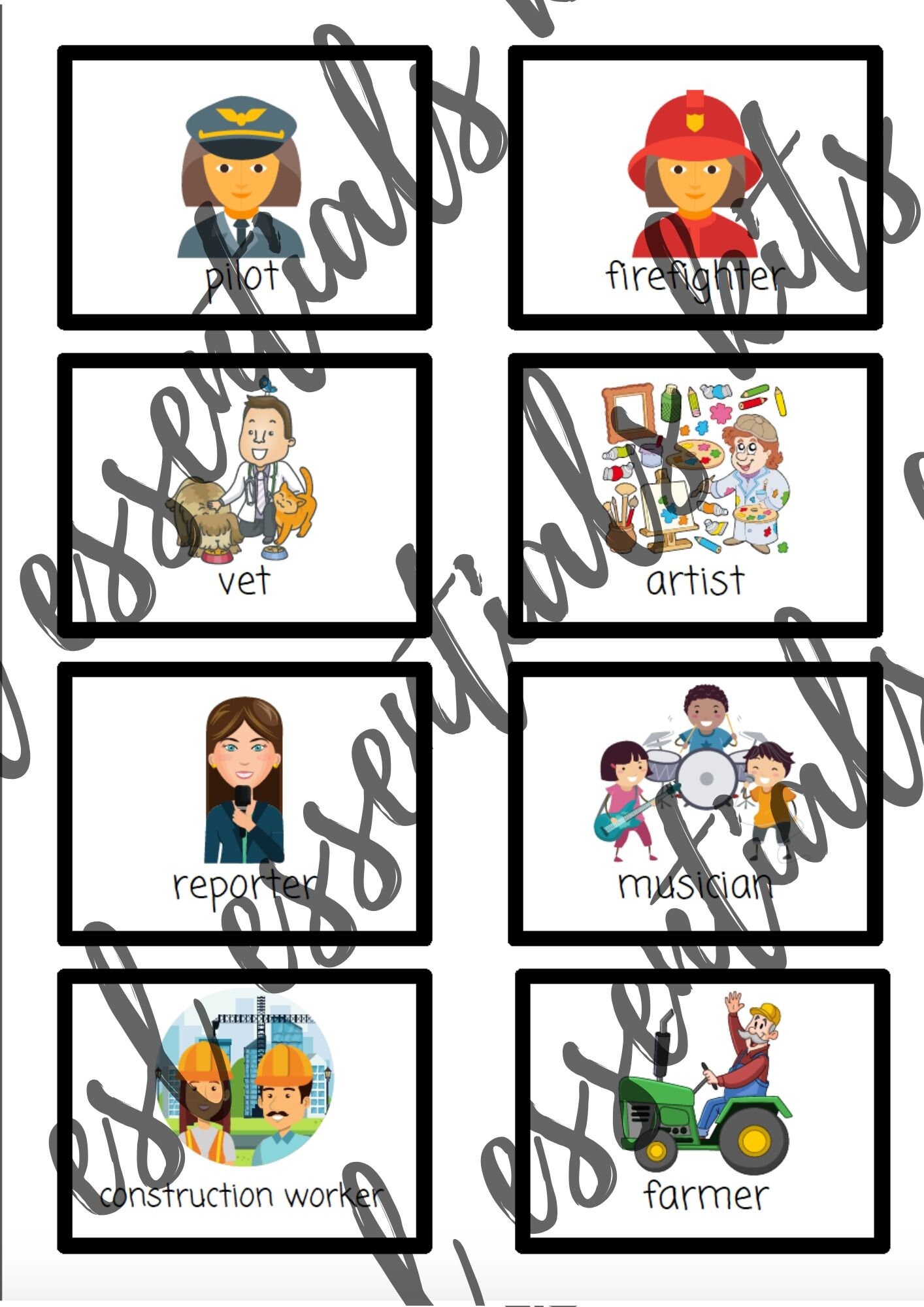 30 Jobs/occupations Flashcards, Digital Download Printable, English/esl ...