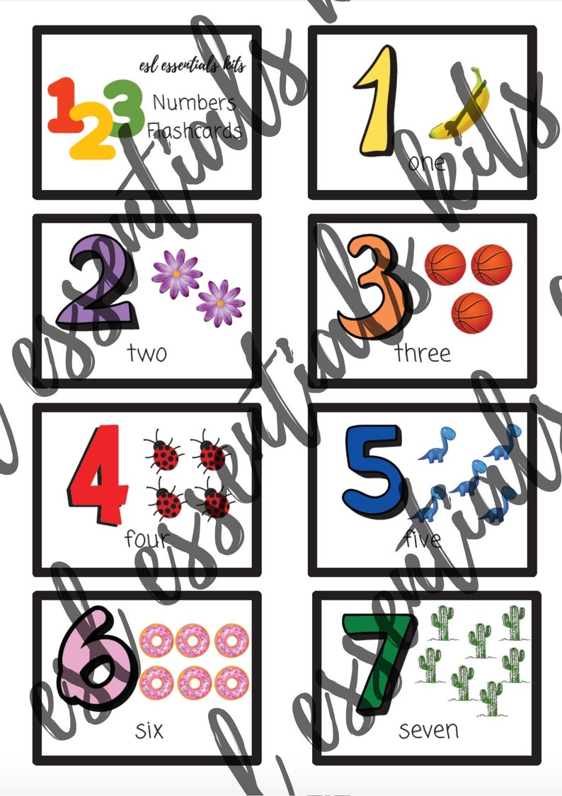 Numbers Flashcards 0 to 10 Digital Download Printable, English/esl ...