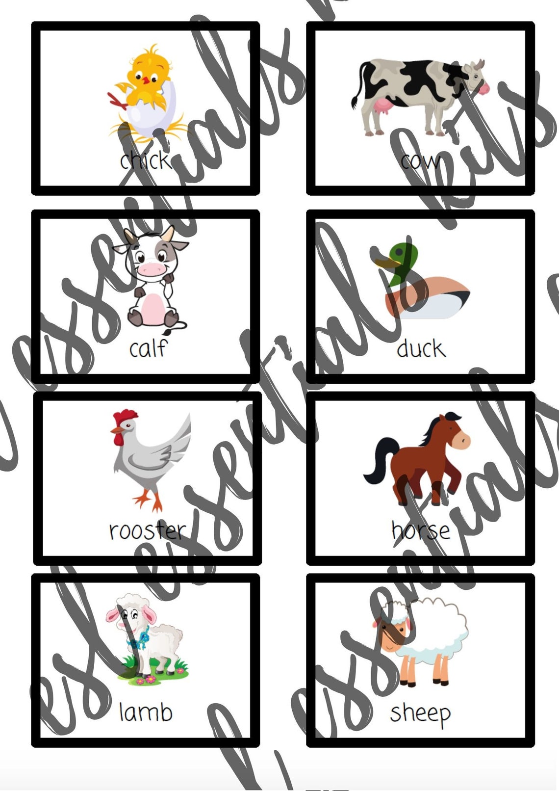 30 Farm Animals Flashcards Digital Download Printable, English/esl ...