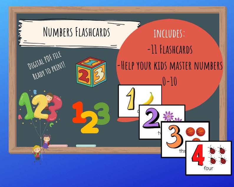 Numbers Flashcards 0 to 10 Digital Download Printable, English/esl ...