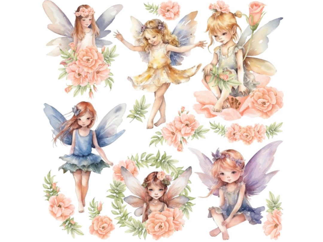 Magnolia Design Co; Fairies and Flowers Rub on Transfer 12x12 - Etsy