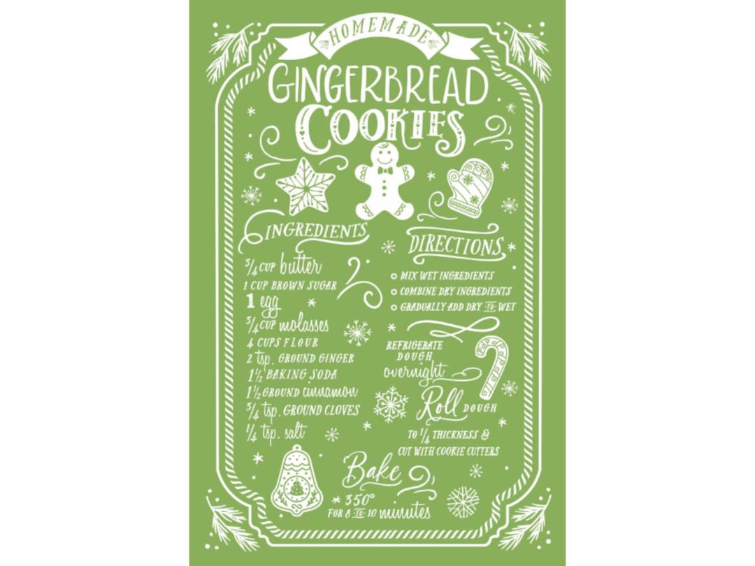 Magnolia Design Co.; Gingerbread Cookies Recipe - 12"x18" - Reusable ...