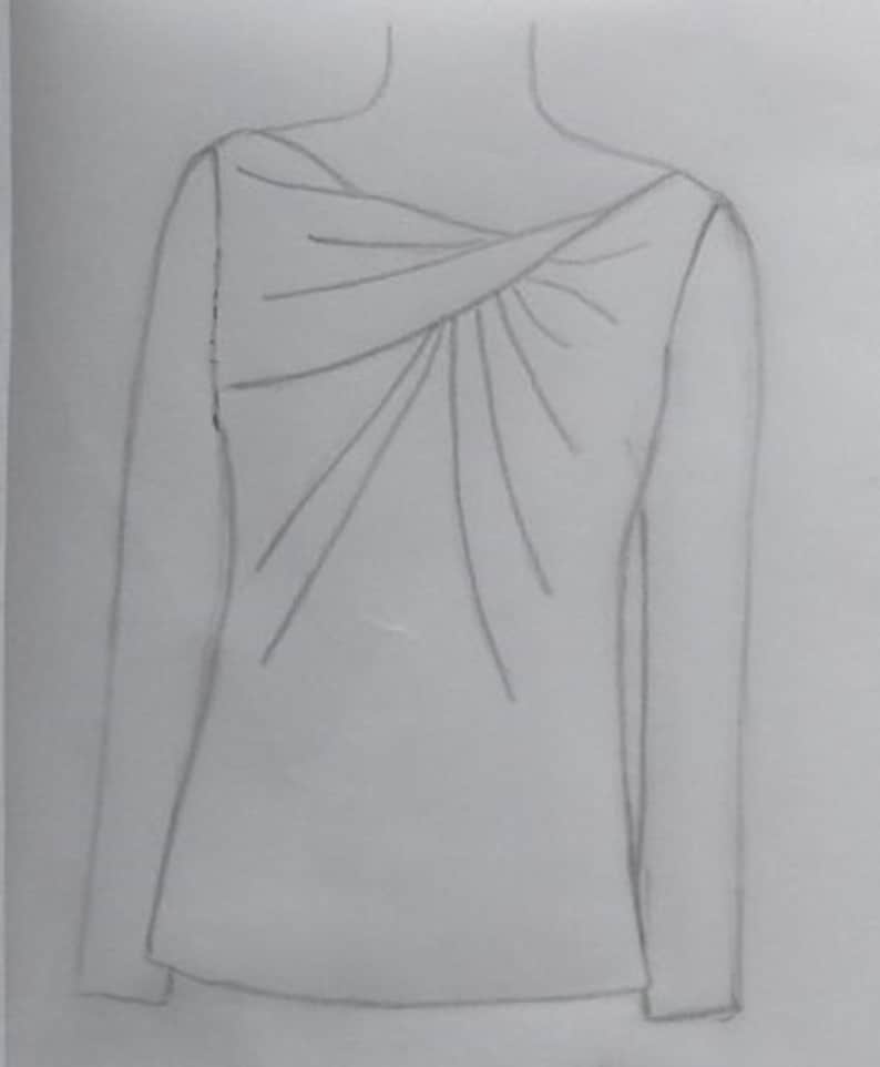 Draped Top / Tee PDF Sewing Pattern BOAT NECK + Tutorial - Etsy