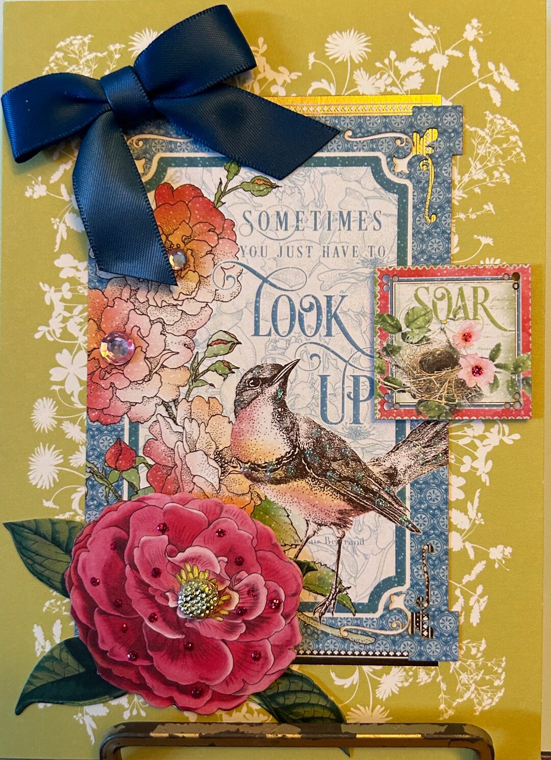 Handmade Birthday Card With a Beautiful Robin and Flowers - Etsy