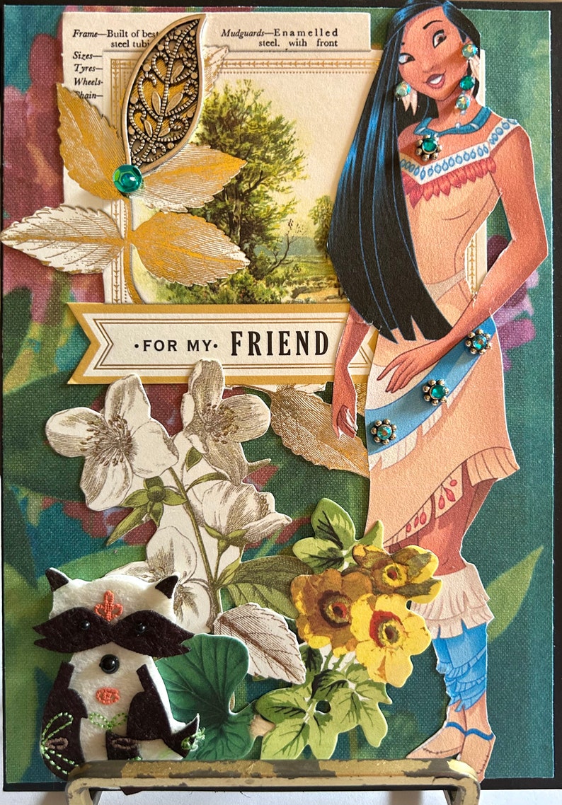 Lovely Disney Princess Pocahontas and Meeko Handmade Birthday Card for ...