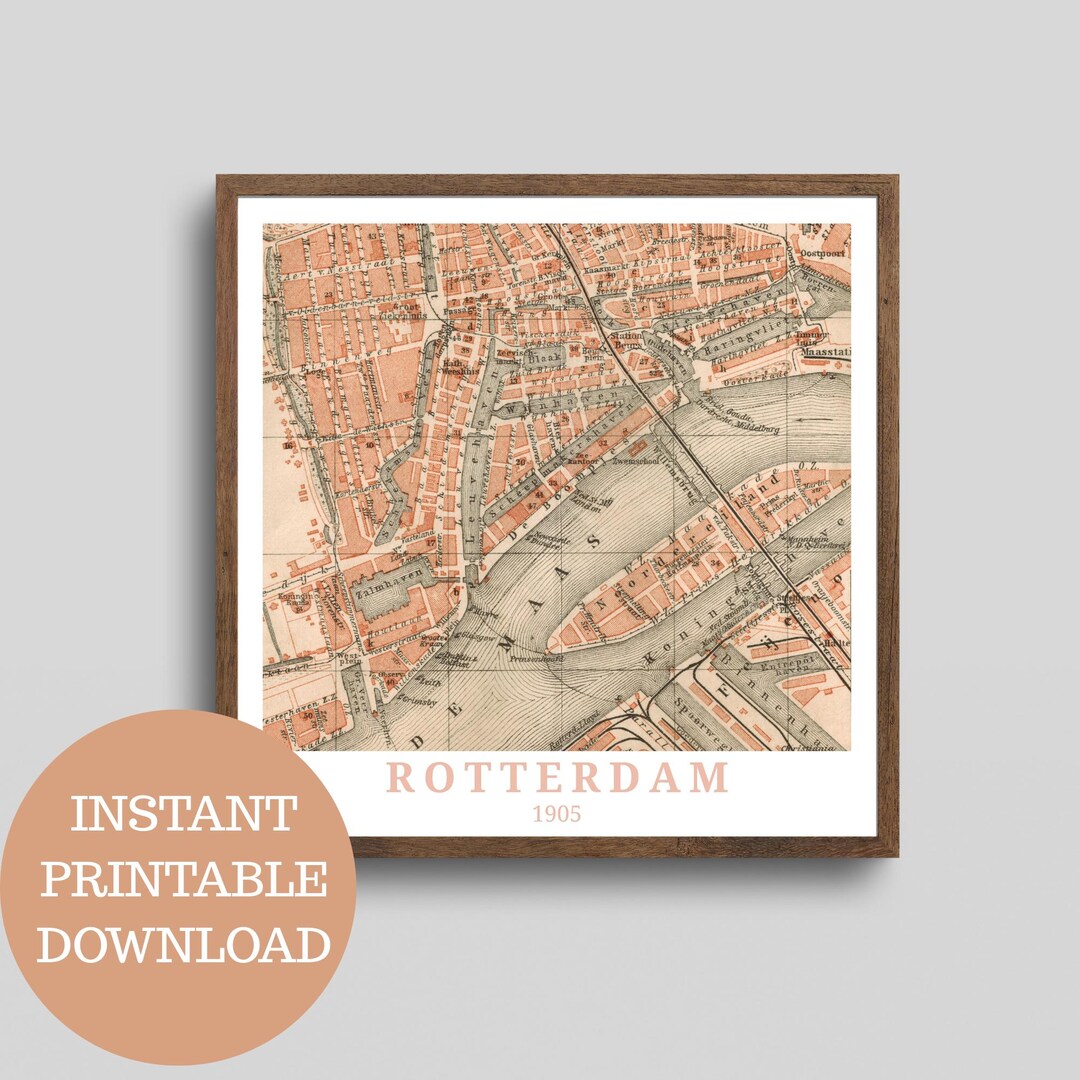 Rotterdam Around 1905: Vintage City Map (no AI), Printable Travel ...
