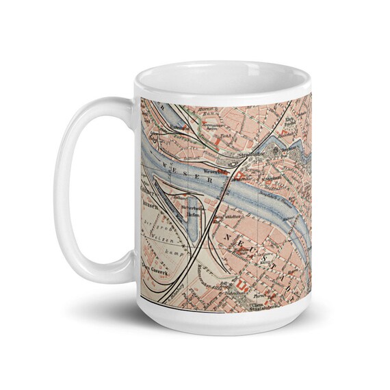 Bremen in 1905: Coffee and tea mug with historical city map | Etsy