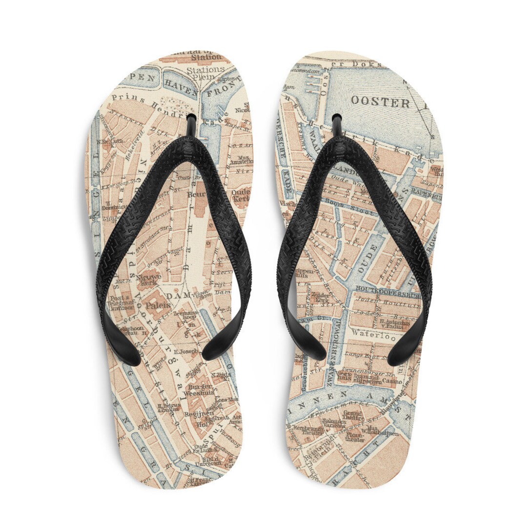 Amsterdam: Flip-flops With Historical City Map 1900 - Etsy UK