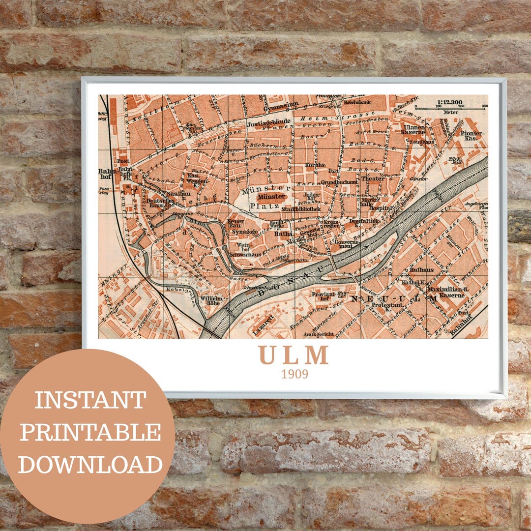Ulm Around 1908: Travel Poster, Antique Map (no AI!), Vintage Wall Art ...