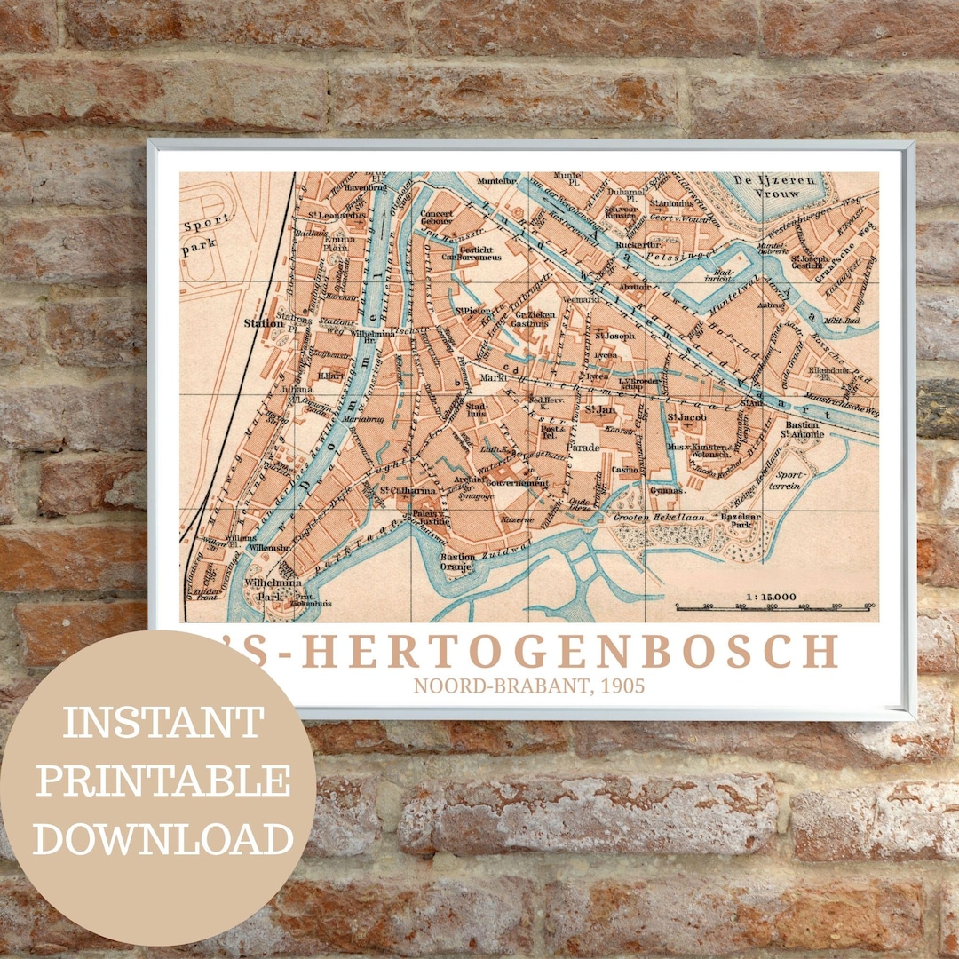 S Hertogenbosch 1905: Vintage Map (without AI), Printable Travel Poster ...