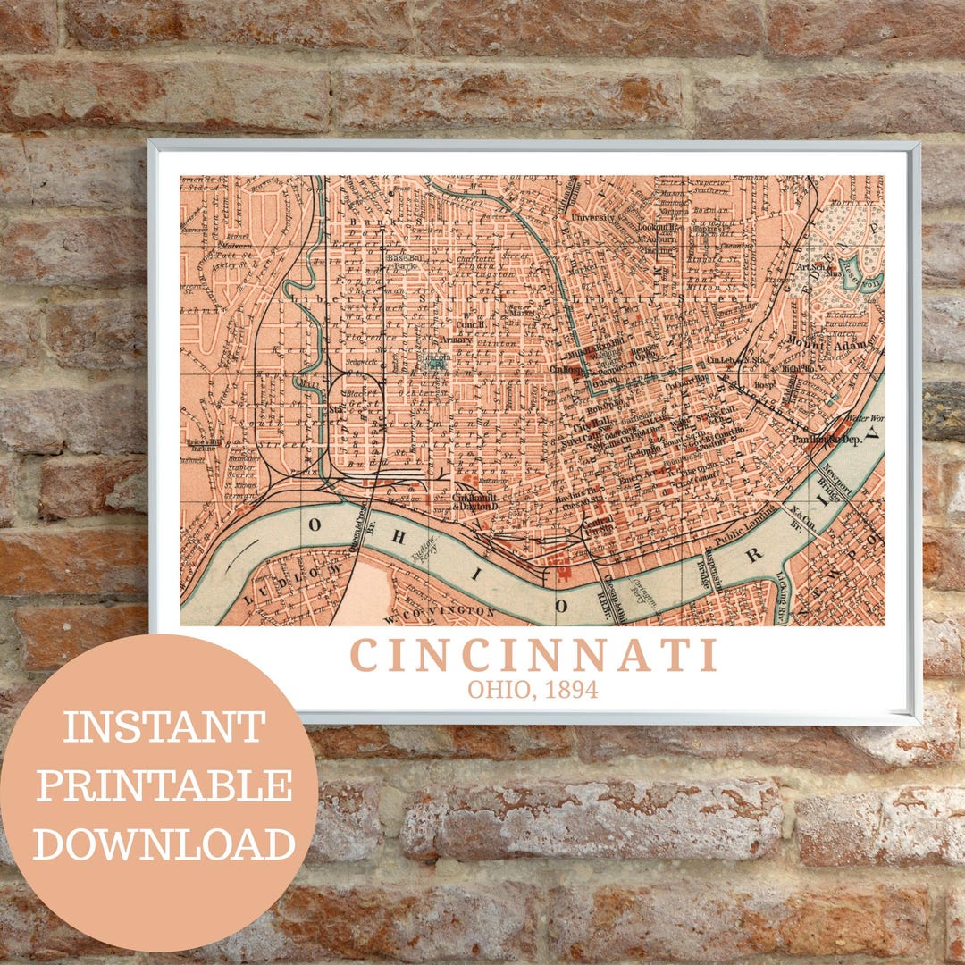 Cincinnati as It Was in 1894: Printable Travel Poster, Based on Vintage ...