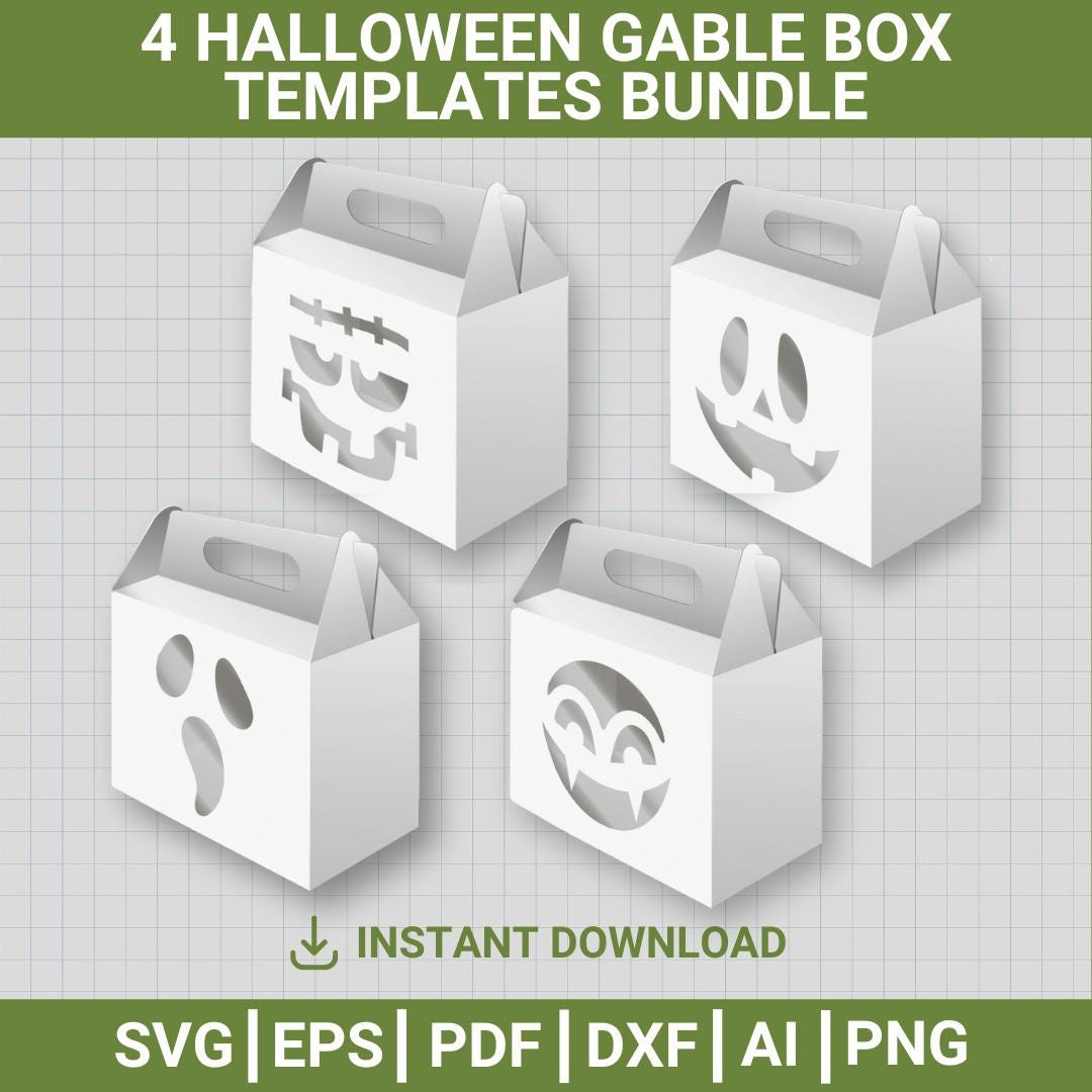 Halloween Gable Box Template, Bundle, DIY, Gable Box Svg, Ghost Box ...