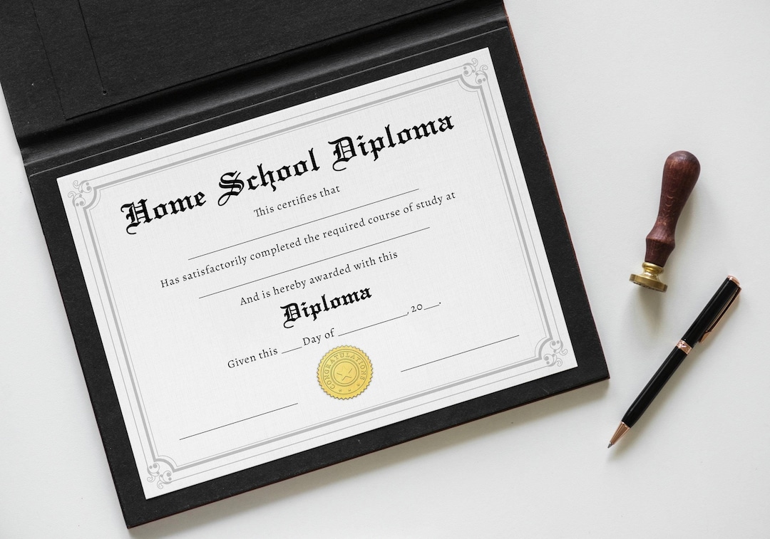 Home School Diploma Template, Editable, Homeschool Diploma With Gold ...
