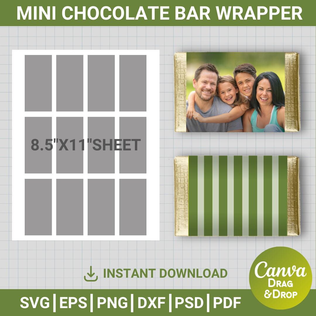 Mini Chocolate Wrapper Template, Party Favor Blank Template, Custom ...