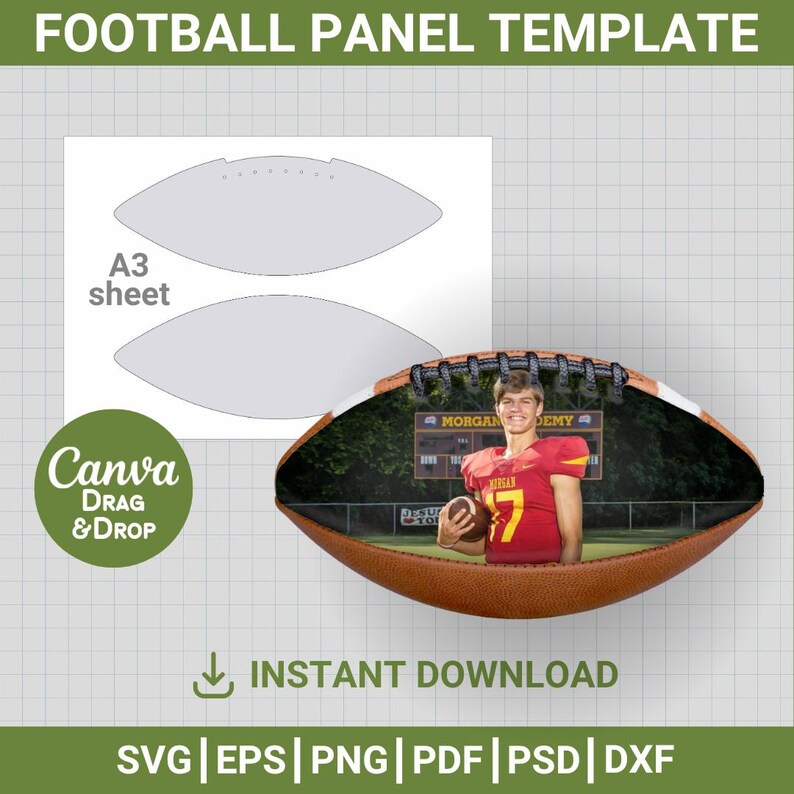 Football Panel Template, Photo Ball Wrap, Svg, Png, Canva, Drag & Drop ...