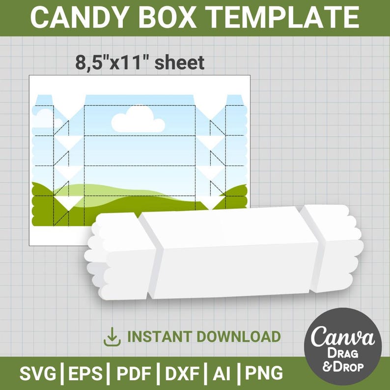 Candy Shaped Treat Box Blank Template, Canva, Svg, Cricut, Png, Drag ...