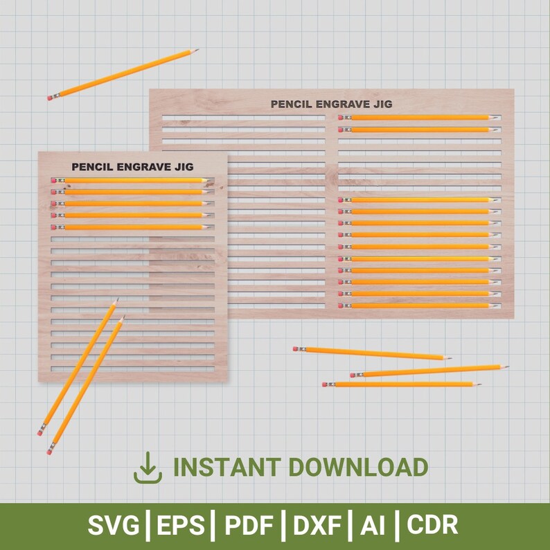 Pencil Engraving Jig Svg, BUNDLE, Pencil Jig Engrave Template, for ...