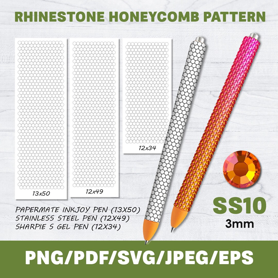 Rhinestone Pen Blank Template, BUNDLE, Rhinestone Pattern, DIY, Svg, Png, SS10, Makerflo ...