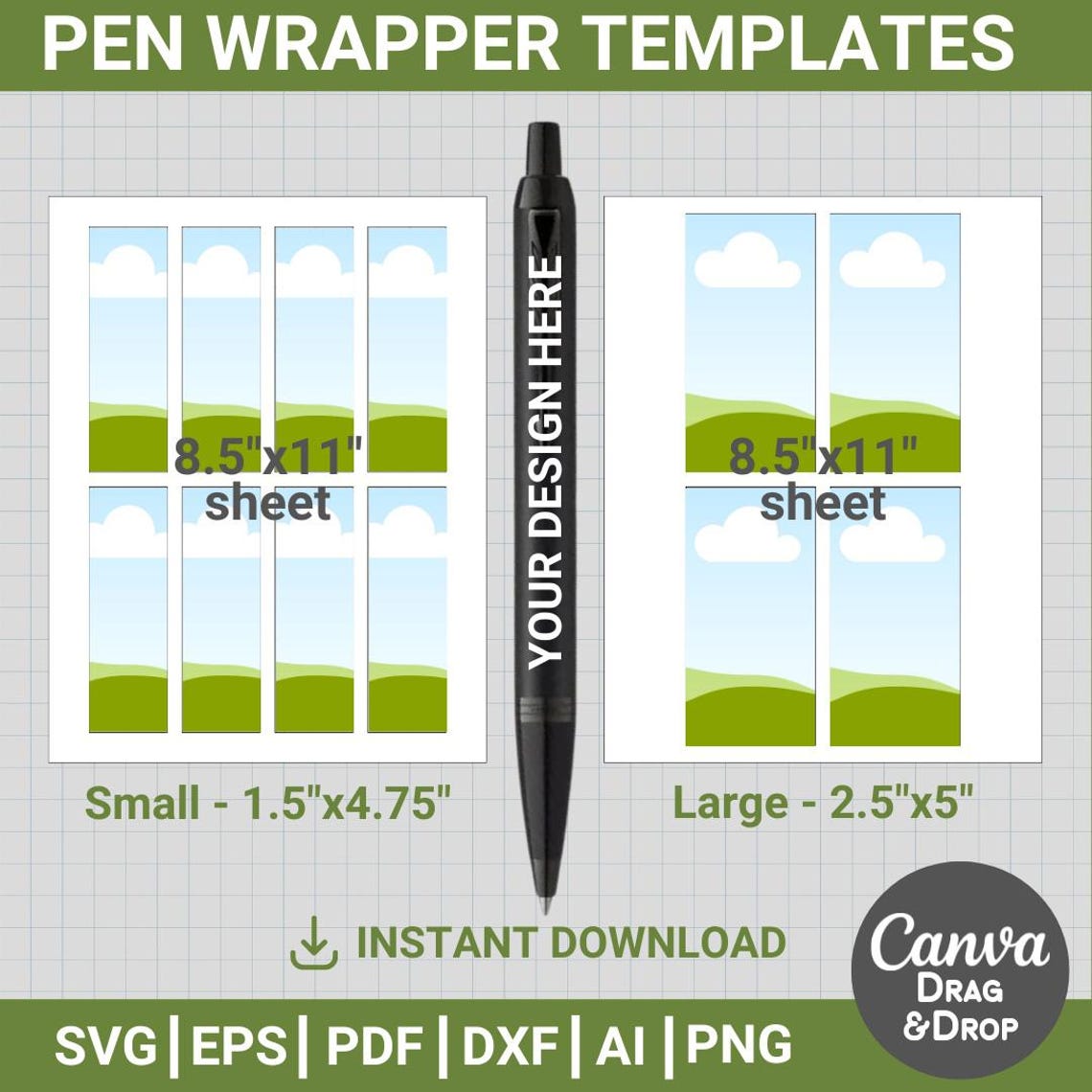 Pen Wrap Template, Pen Sublimation Blank Template, DIY, Custom, Pen ...