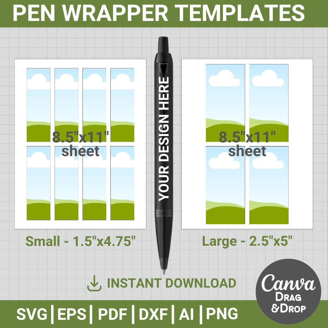 Pen Wrap Template, Pen Sublimation Blank Template, DIY, Custom, Pen ...