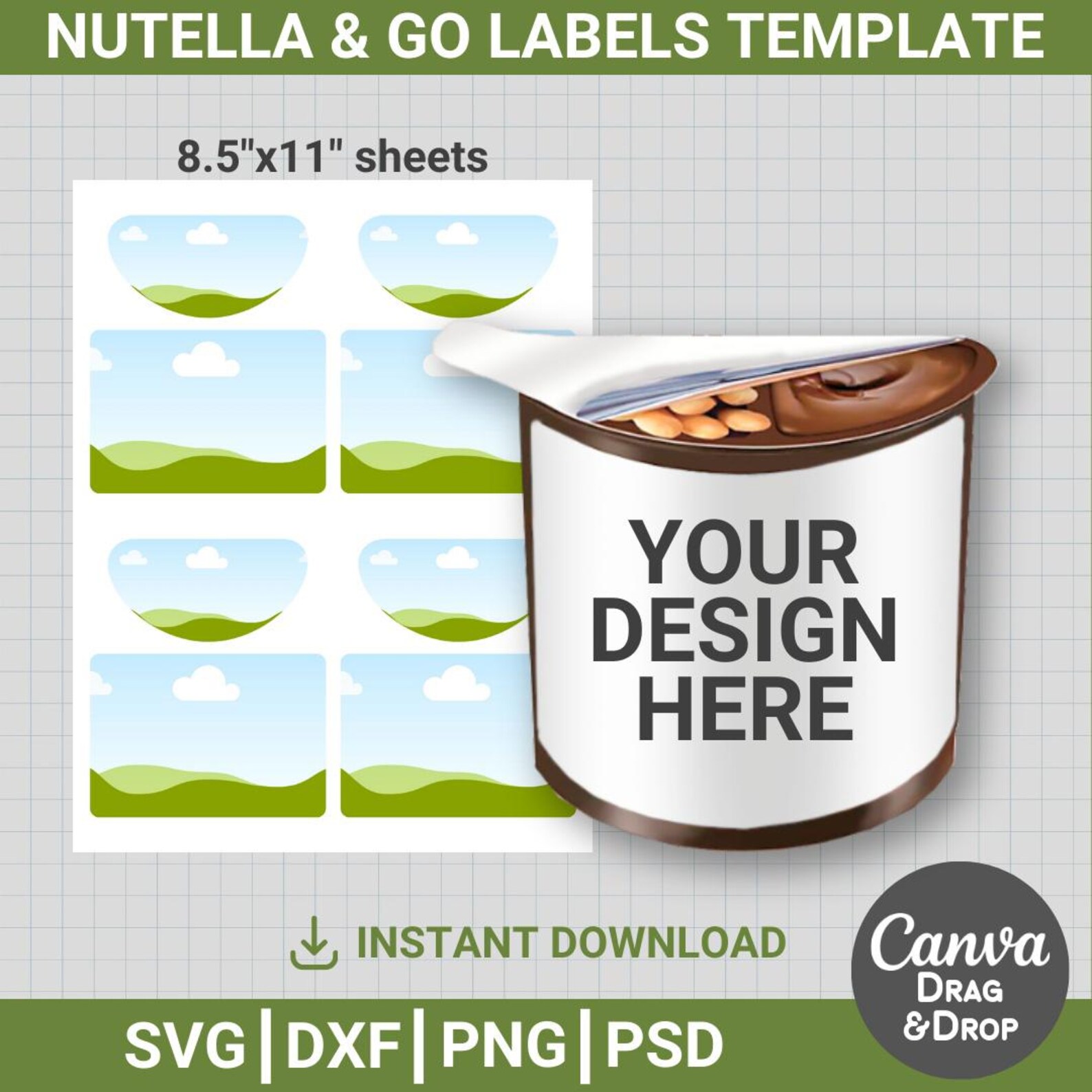 Nutella and Go Wrap Template, Hazelnut Treat Label, Blank Template, DIY ...