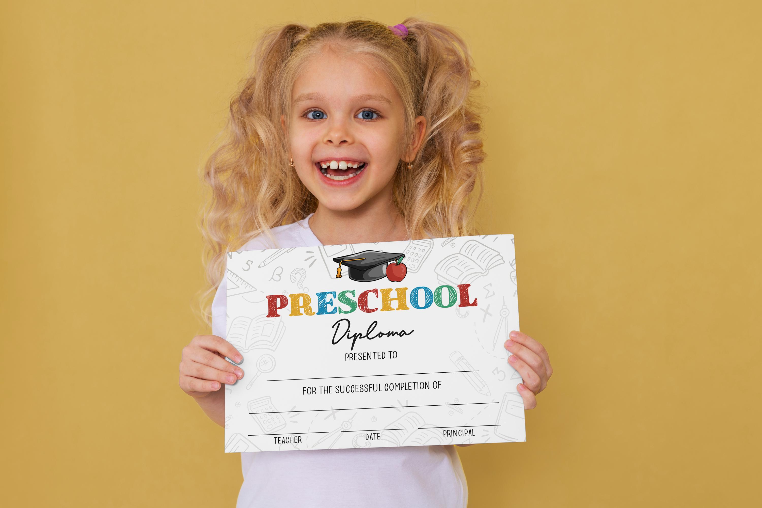 Editable Preschool Diploma Template, Personalized, Preschool ...