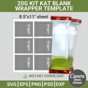 Mini Kit Kat Wrapper Template, DIY, Editable, Small Chocolate Party ...