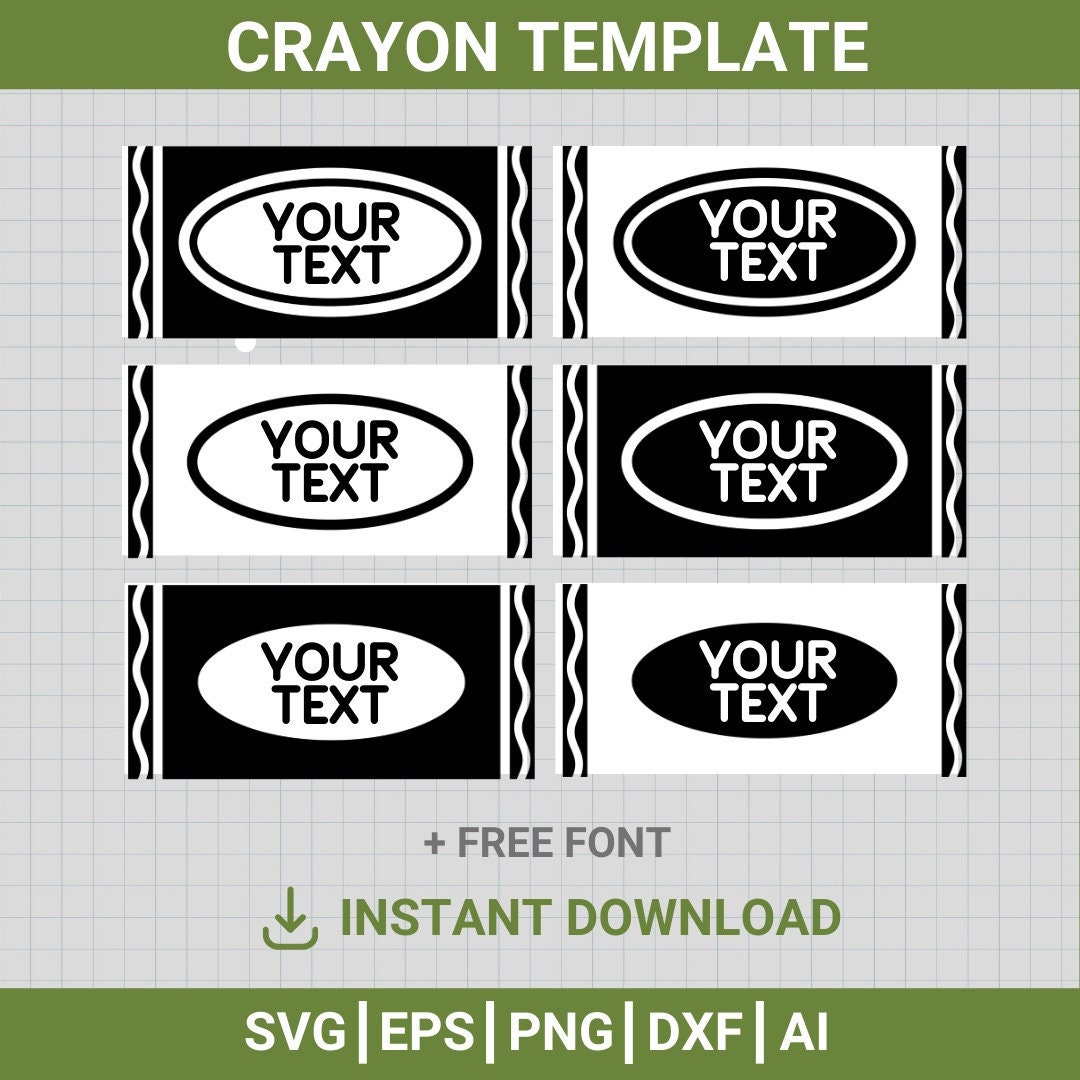 Editable Crayon Label Svg, Custom Crayon Wrapper Png, Personalized ...