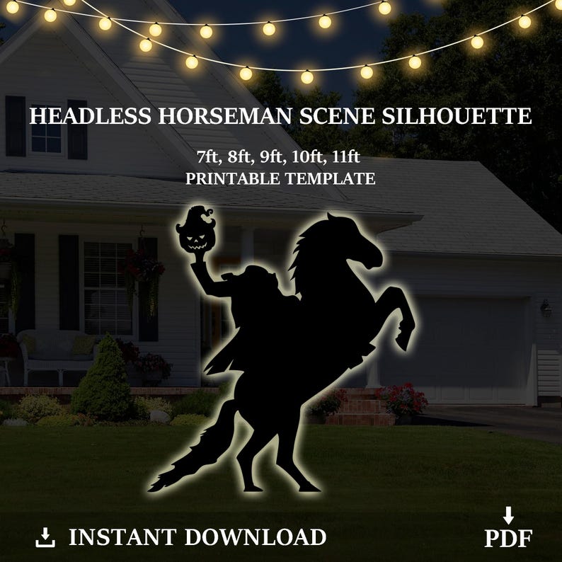 Headless Horseman Template, Halloween Scene Lawn Decor, Life Size ...