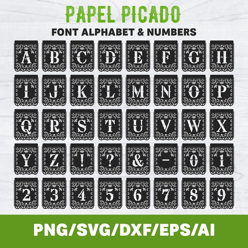 Papel Picado Font Svg, Png, Papel Picado Letters Numbers, Day of the ...