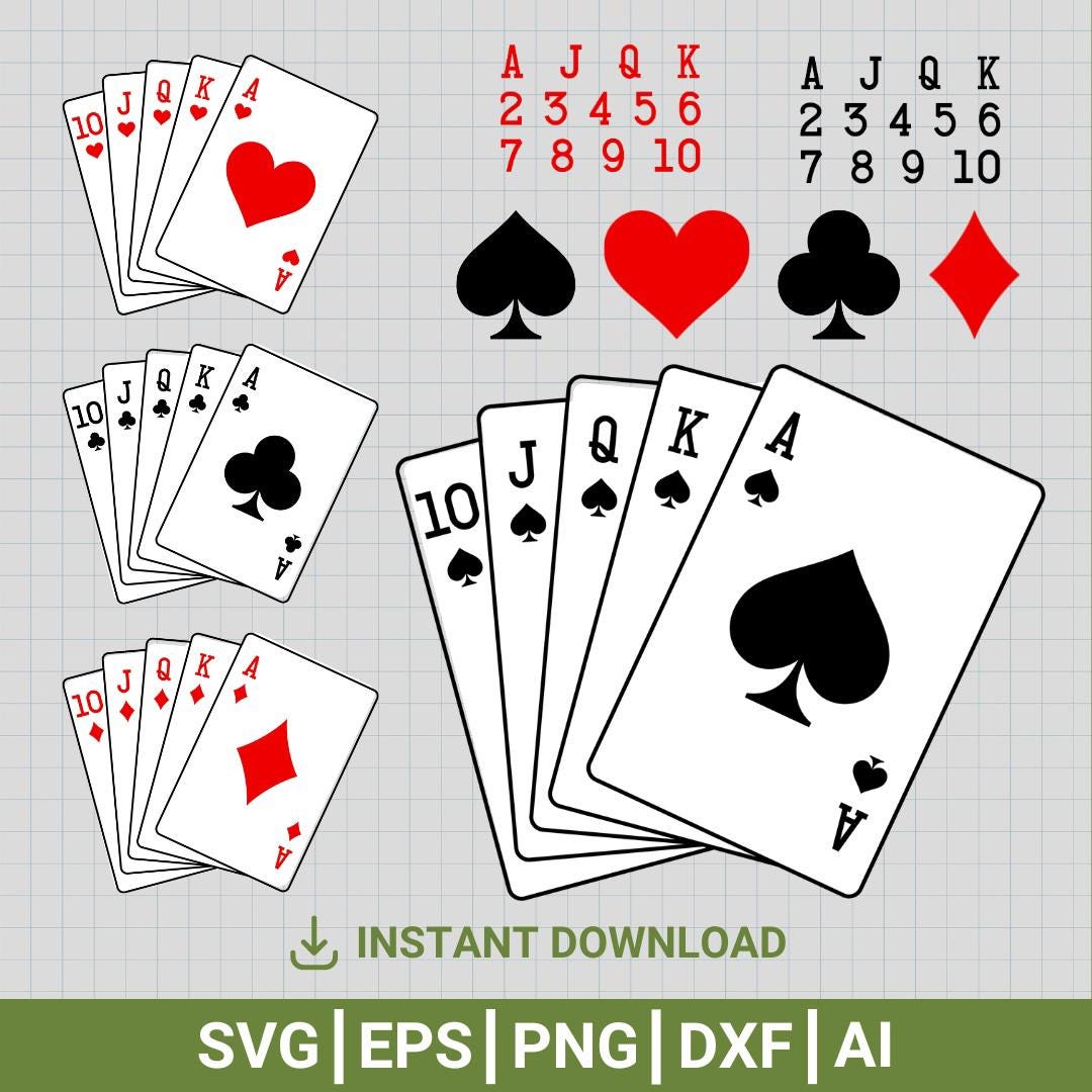 Royal Flush Clip Art, Playing Cards Symbols Svg, Card Suits Svg, Poker ...
