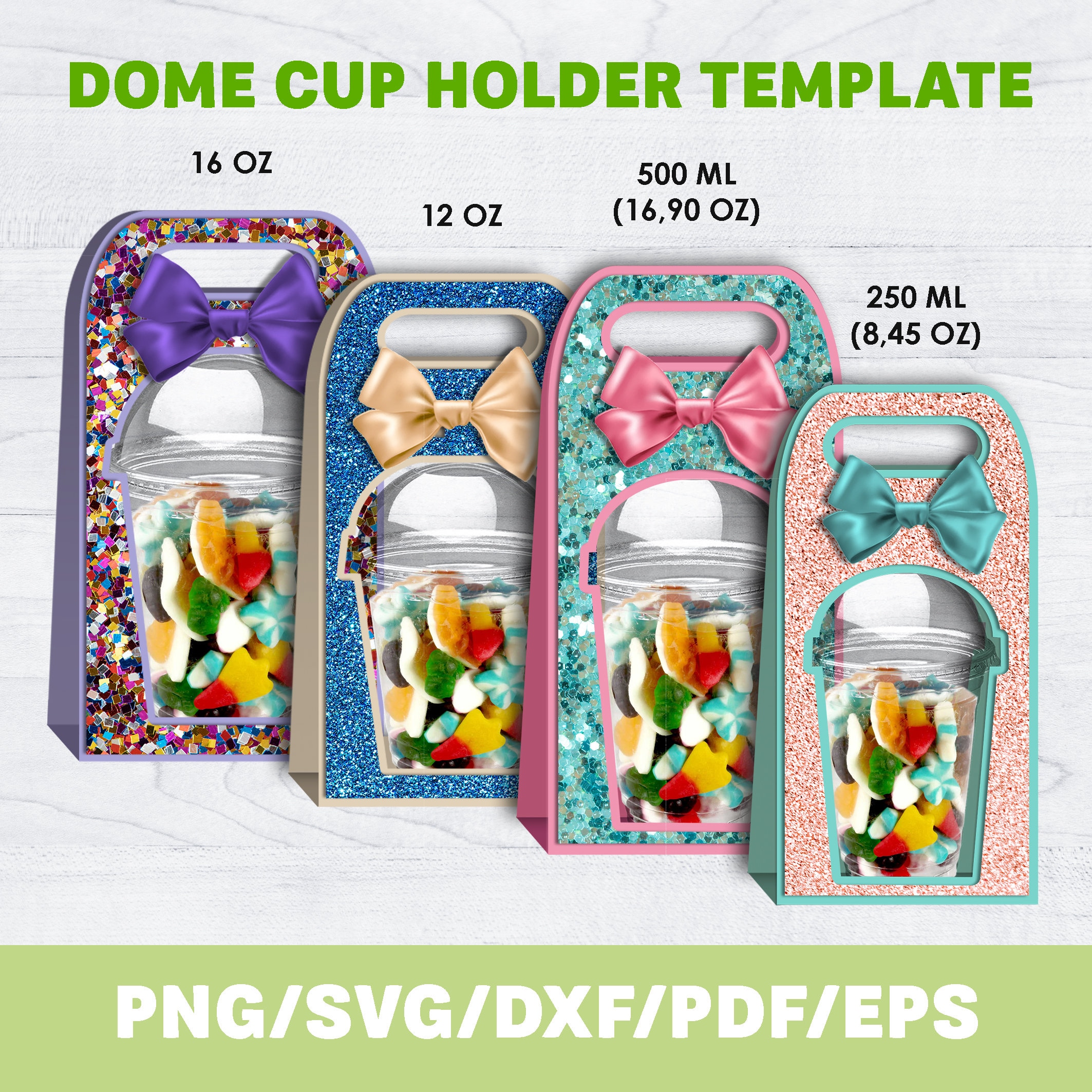 Dome Cup Holder Blank Template, BUNDLE, Smoothie Dome Box, DIY, Party ...