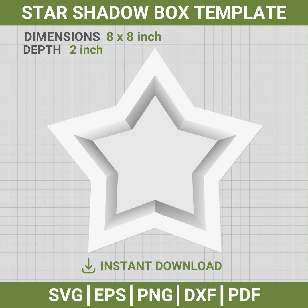 Star Shadow Box Frame Template, DIY, Cardstock Frame Svg, Star Shape ...