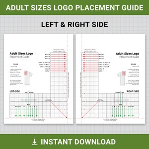 T-shirt Embroidery Logo Placement Guides, Adult Size, Left & Right Side ...
