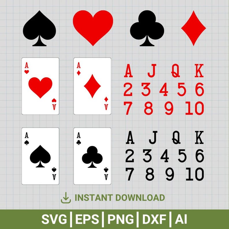 Royal Flush Clip Art, Playing Cards Symbols Svg, Card Suits Svg, Poker ...