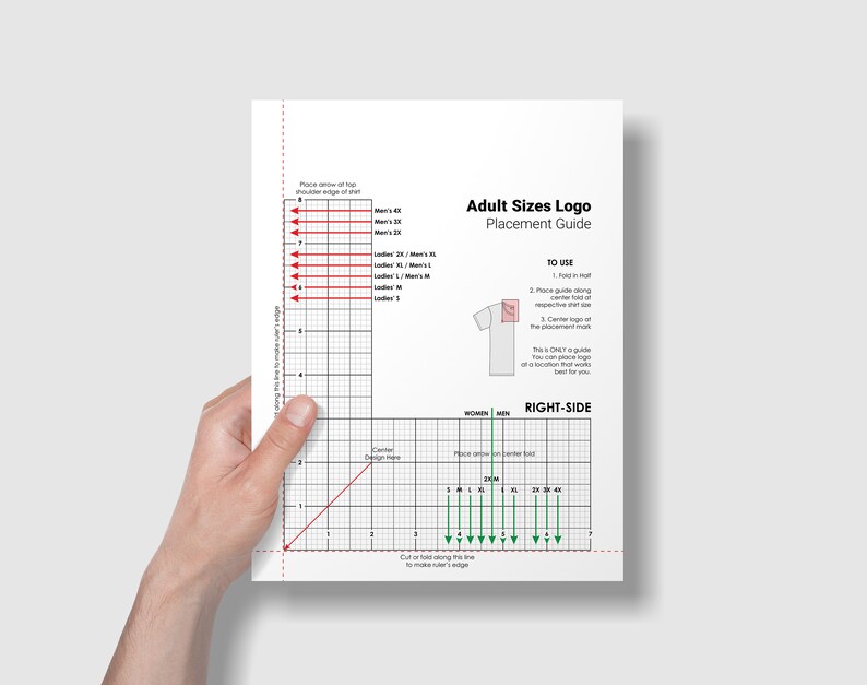 T-shirt Embroidery Logo Placement Guides, Adult Size, Left & Right Side ...