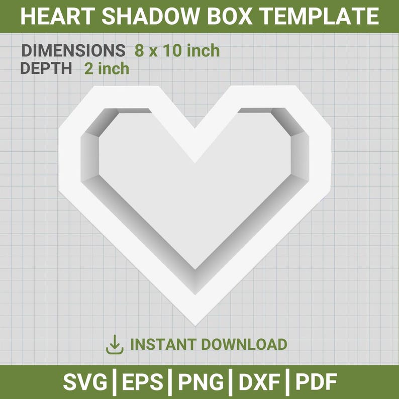 Heart Shadow Box Frame Template, 8x10 Inches, DIY, Cardstock Frame Svg ...