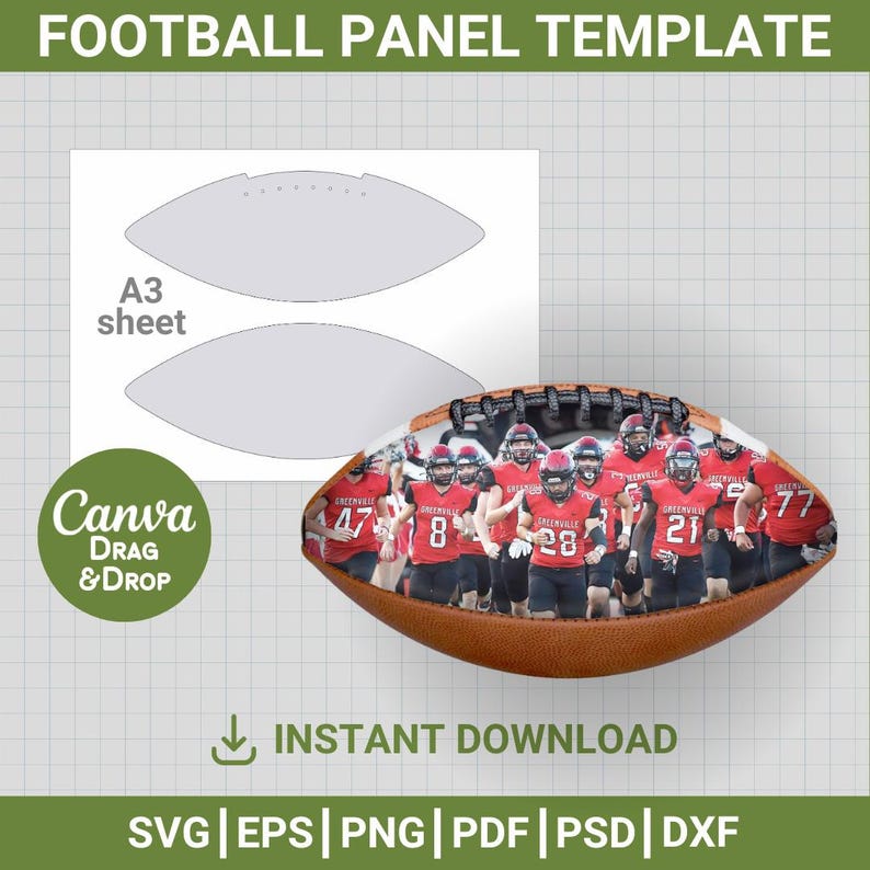 Football Panel Blank Template, Photo Ball Wrap, Svg, Png, Canva, Drag ...