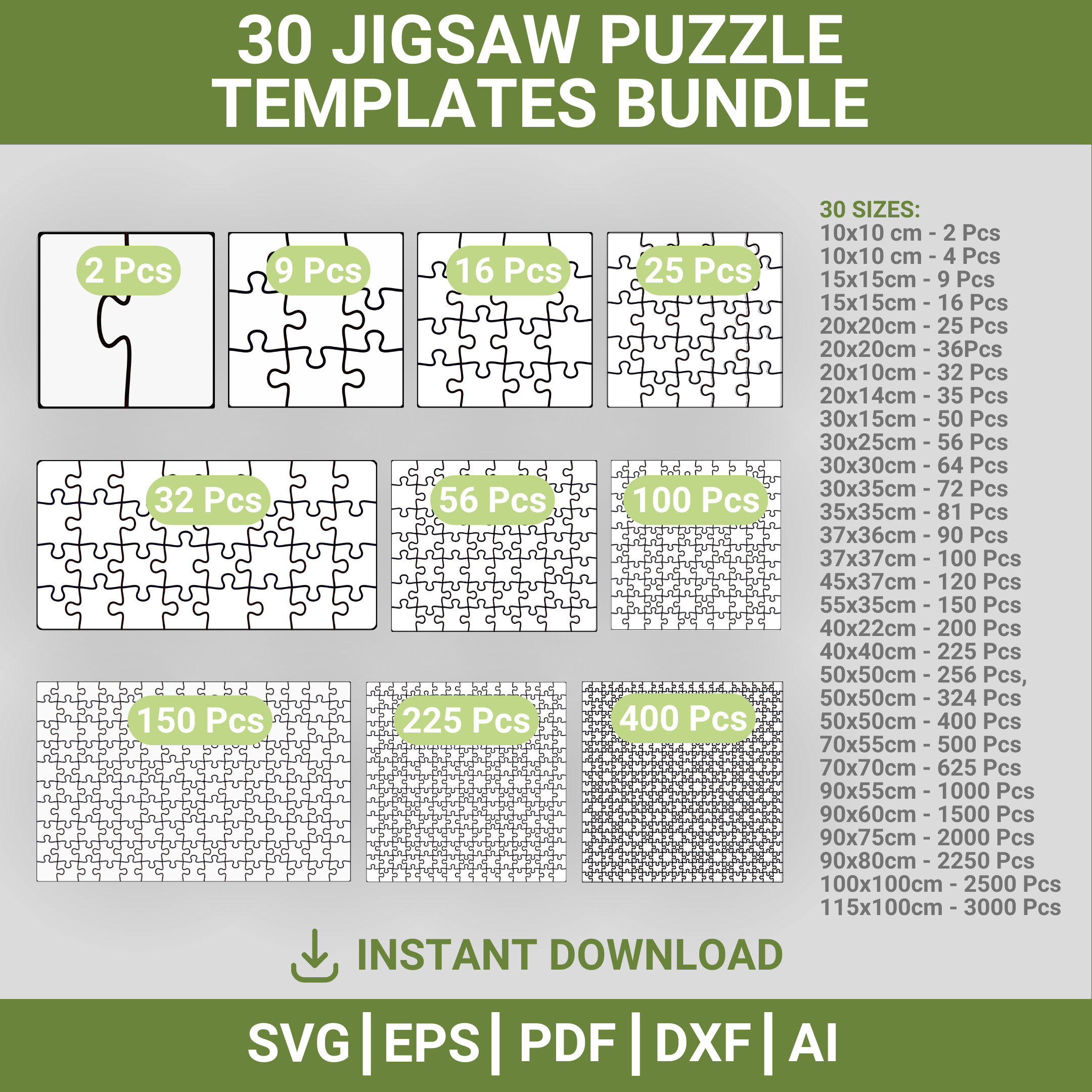 30 Puzzle Template Svg, BUNDLE, Puzzle Svg, Jigsaw Svg, Puzzle Pieces ...