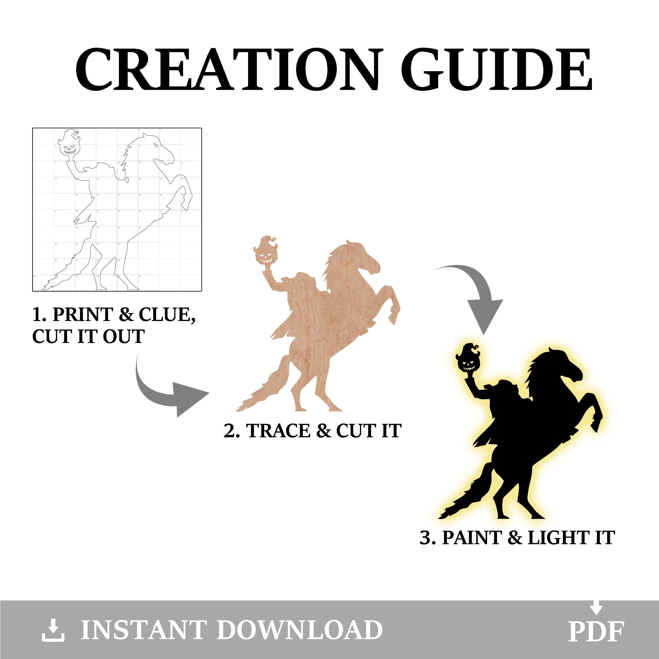 Headless Horseman Template, Halloween Scene Lawn Decor, Life Size ...