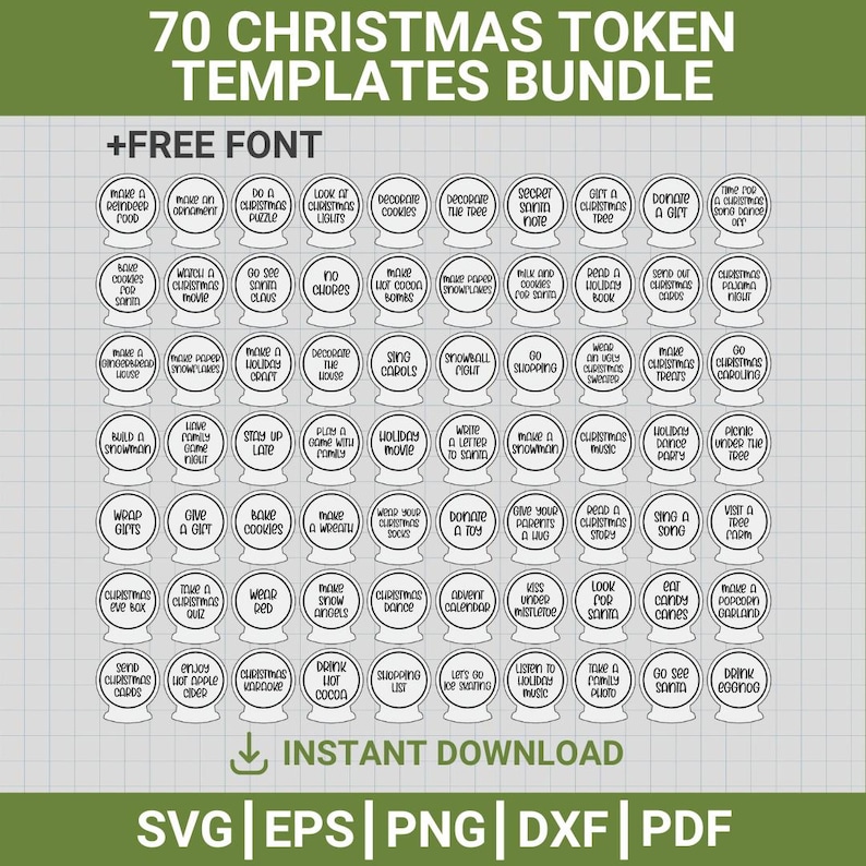 70 Christmas Activity Tokens SVG, Christmas Bucket List Tokens ...