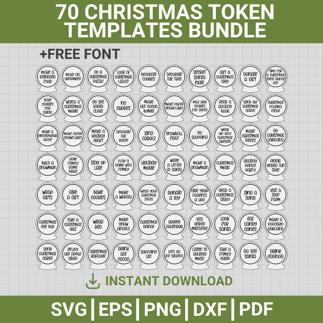 70 Christmas Activity Tokens SVG, Christmas Bucket List Tokens ...