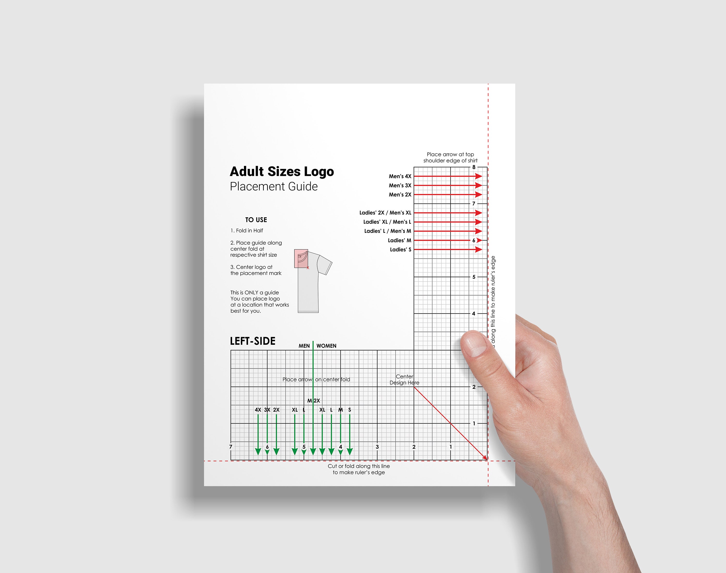 T-shirt Embroidery Logo Placement Guides, Adult Size, Left & Right Side ...