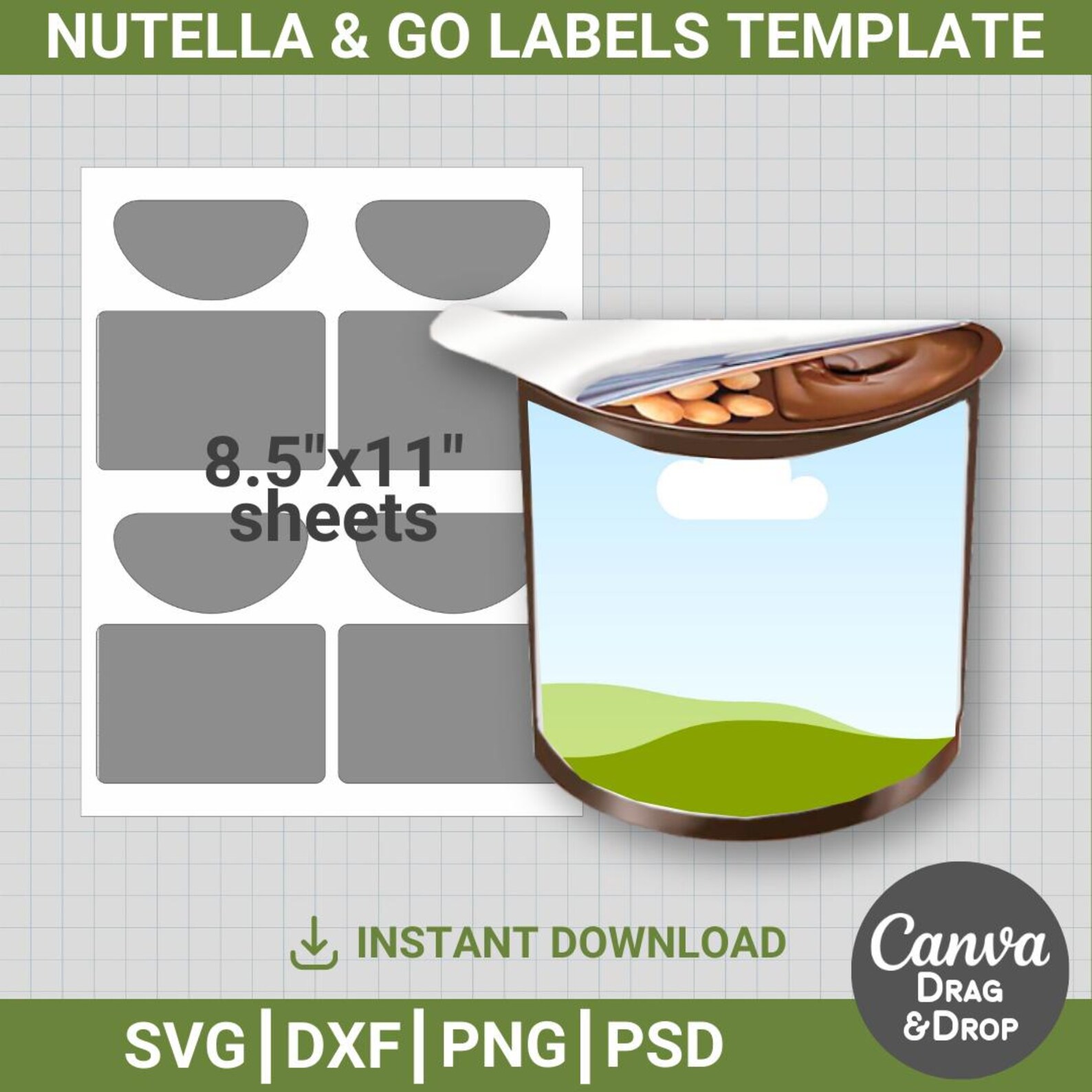 Nutella and Go Wrap Template, Hazelnut Treat Label, Blank Template, DIY ...