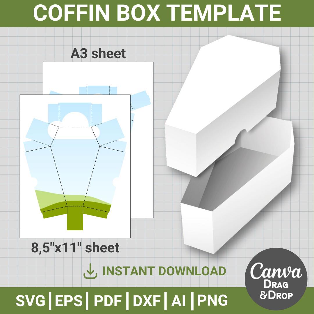 Coffin Box Blank Template, Halloween Treat Box, DIY, Coffin Shape Box ...