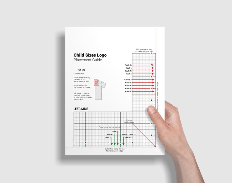 T-shirt Embroidery Logo Placement Guides, Bundle, Adult Size & Child ...